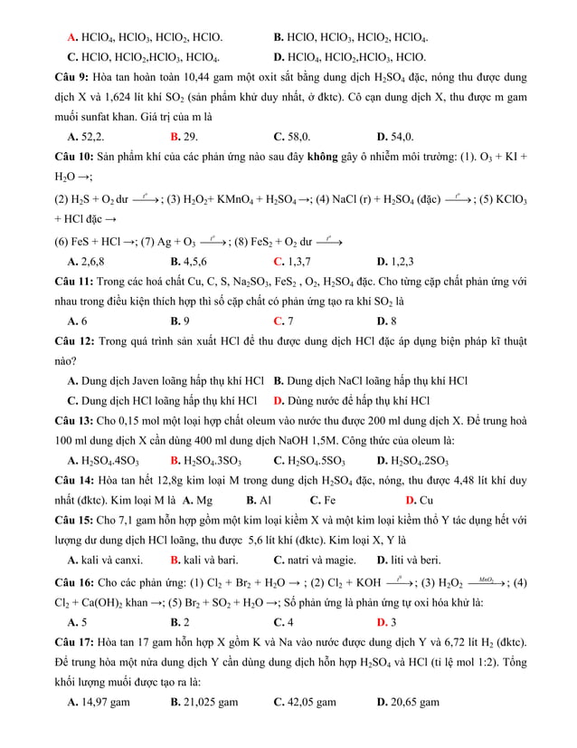 Bài t p halogen - oxi - l-u hu-nh ph-n 3 - 80 câu | PDF