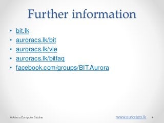 Study BIT-UCSC @ Aurora Computer Studies | PPT