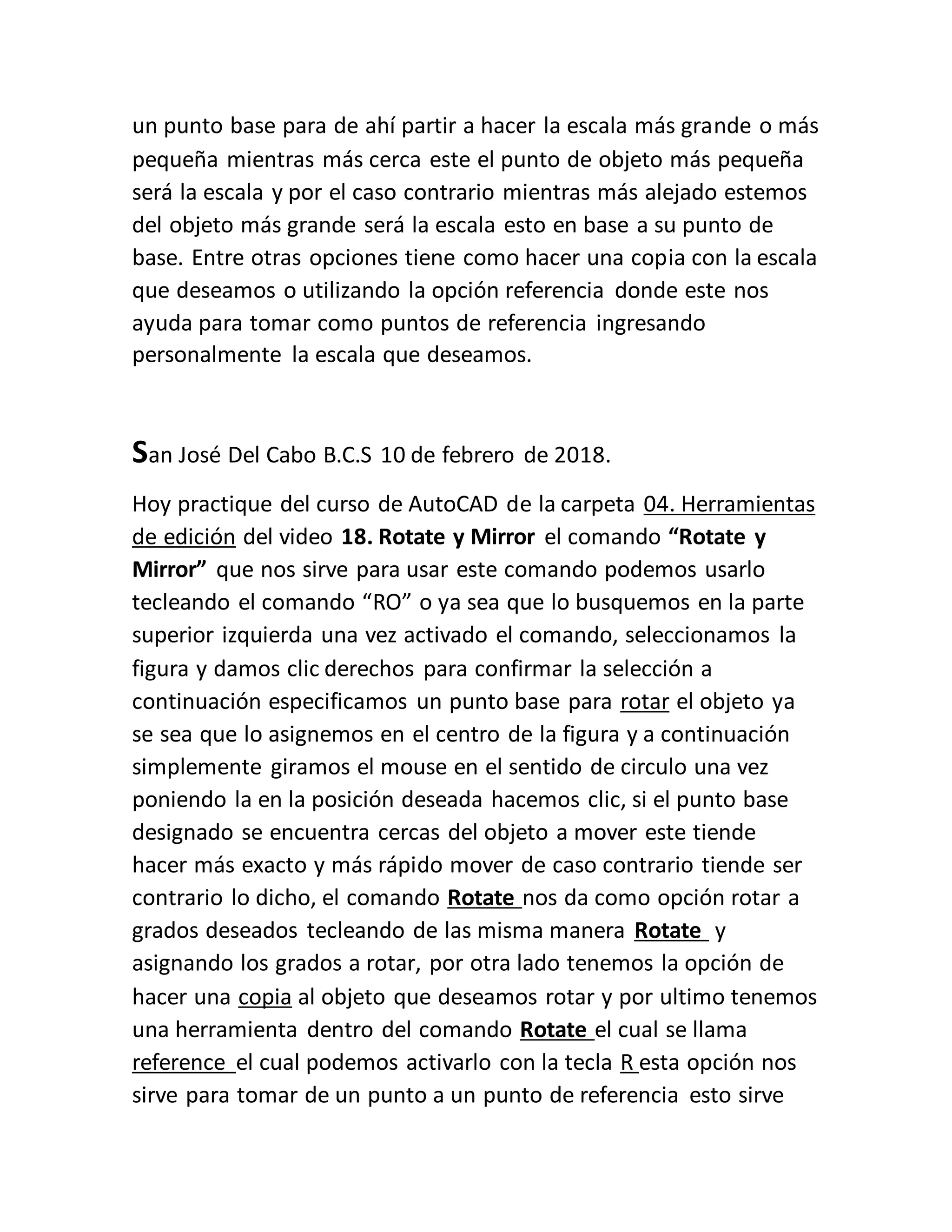 Bitacora de comandos practicados en autocad | DOCX