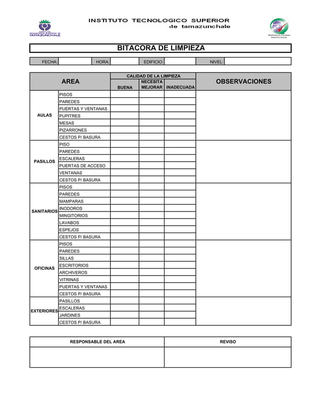 Bitacora limpieza iso