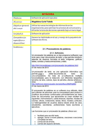 Bitacora unidad 2 | DOCX