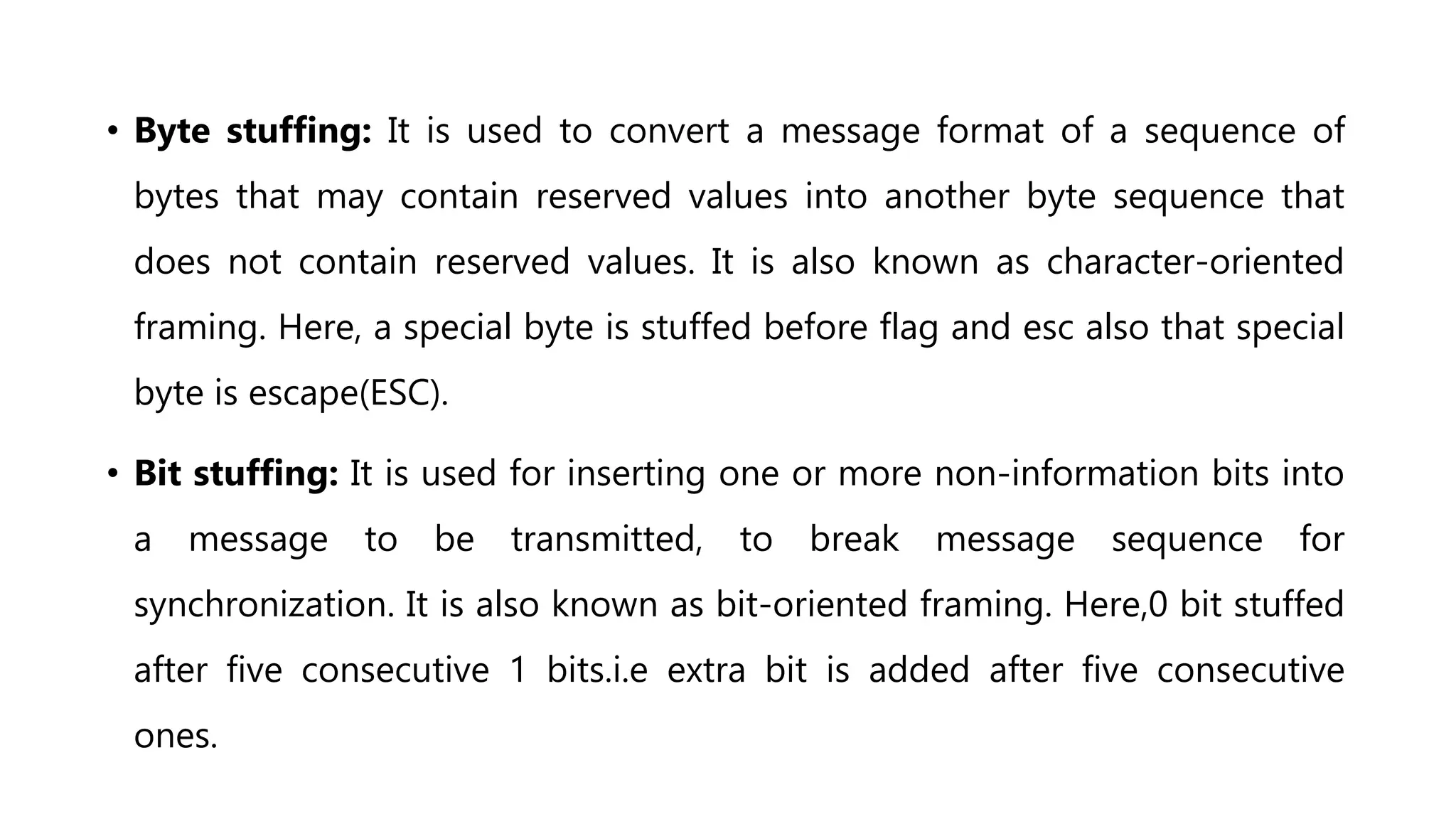1bit And Byte Stuffing Computer Networks Pptx Programming Languages