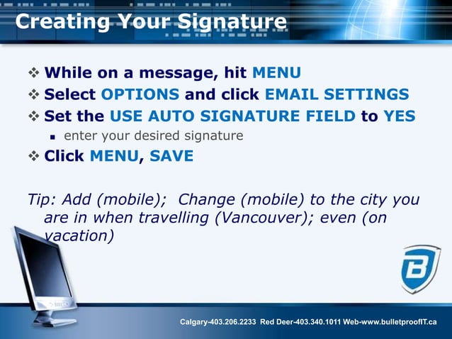 Blackberry Tips from Bulletproof InfoTech | PPT