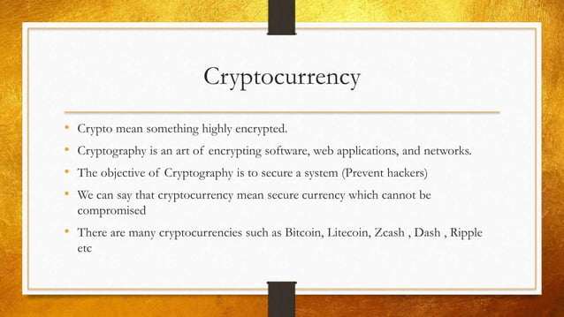 Introduction to Cryptocurrency (Bitcoin) | PPTX