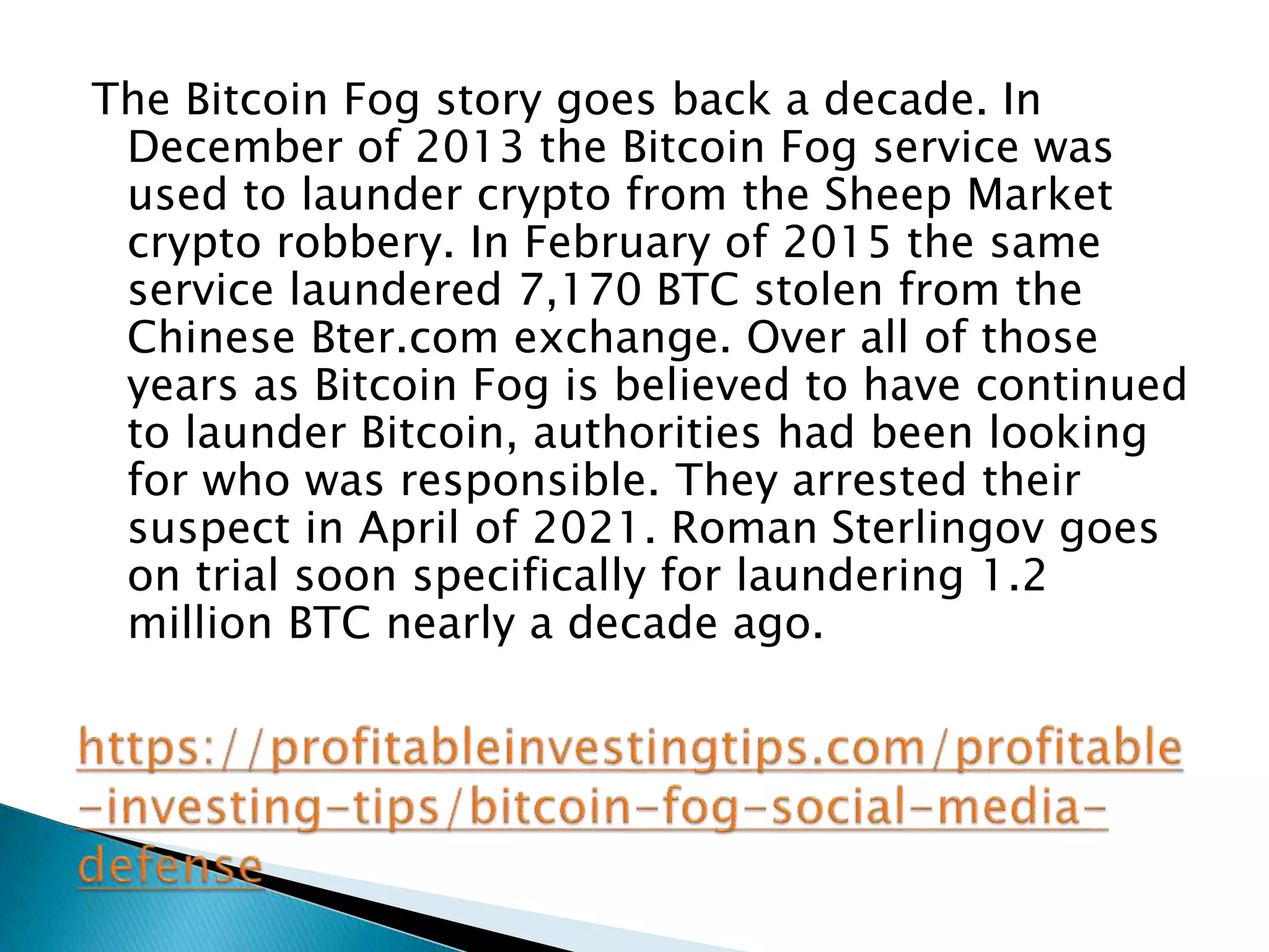 Bitcoin Fog Social Media Defense | PPTX