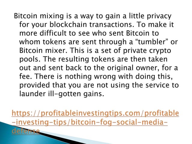 Bitcoin Fog Social Media Defense | PPT