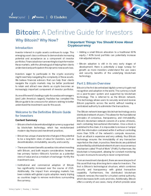 Bitcoin a definitive guide for investors. | PDF