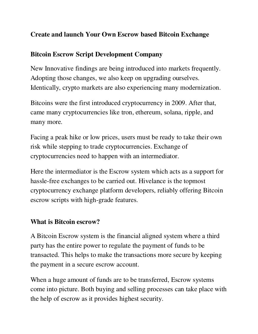 Bitcoin Escrow Script | PDF