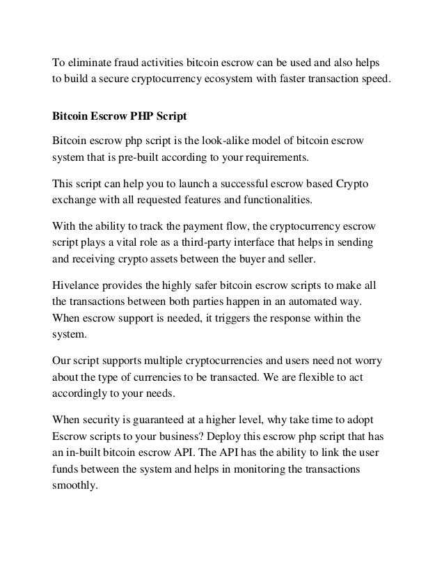 Bitcoin Escrow Script | PDF