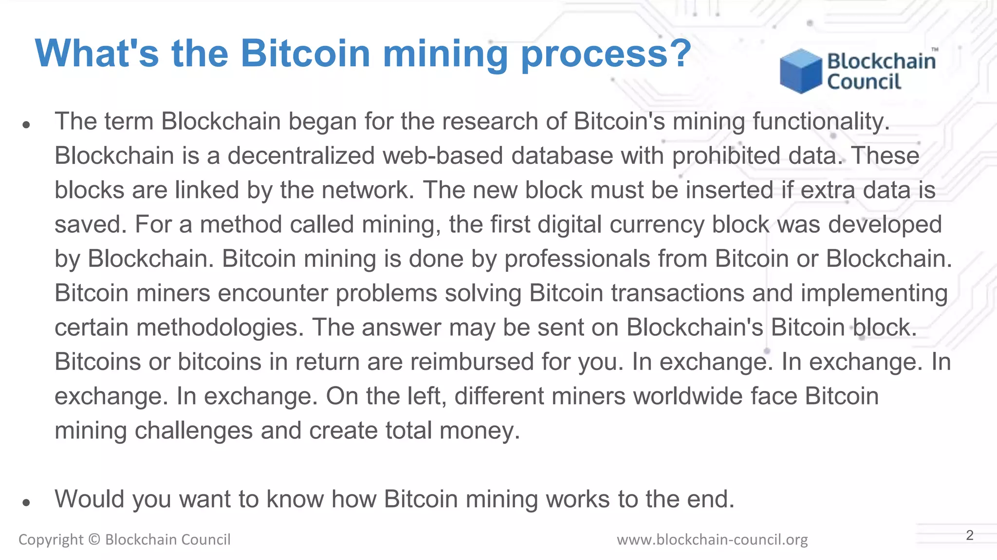 Bitcoin mining work | PPTX