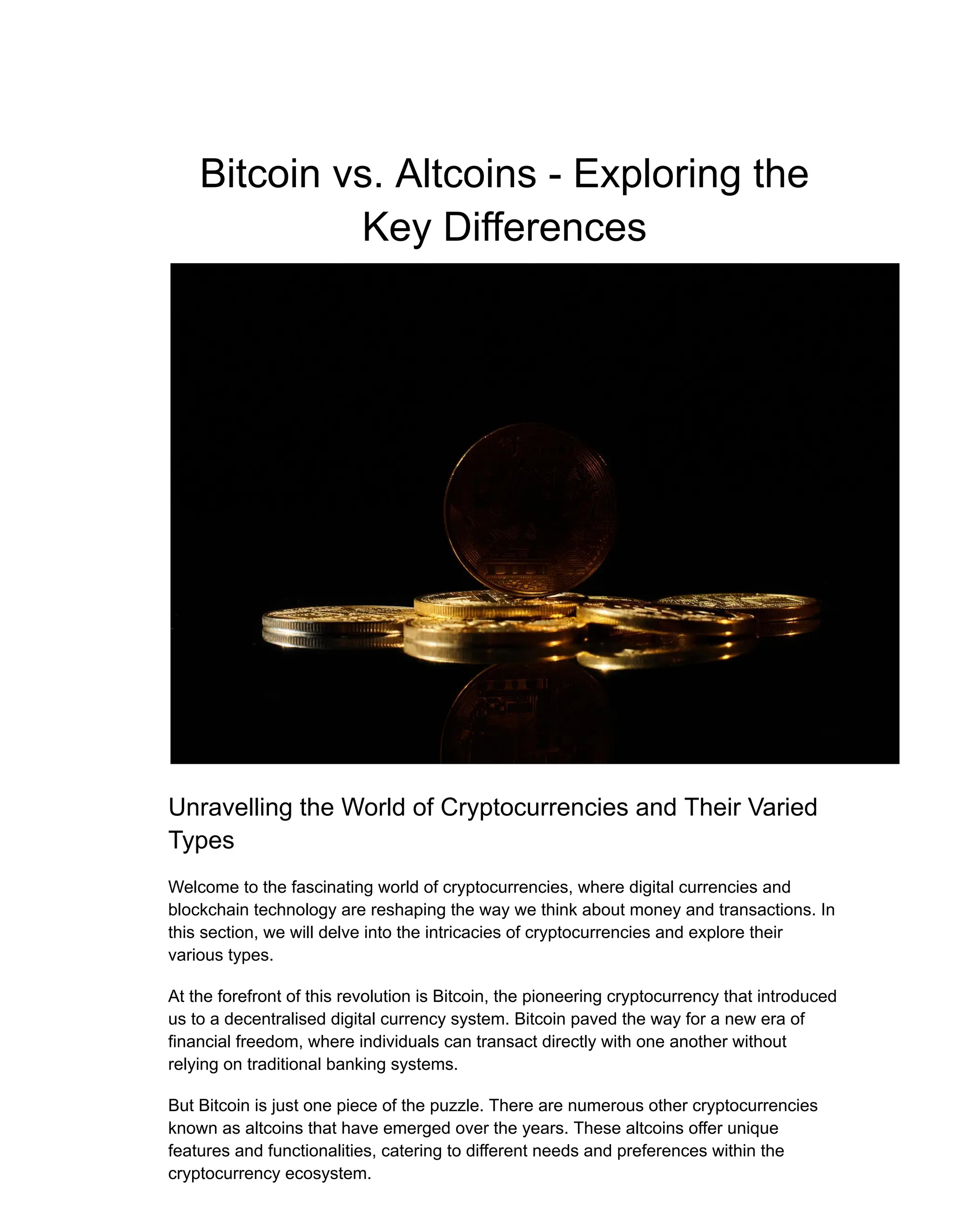 Bitcoin vs. Altcoins - Exploring the Key Differences | PDF