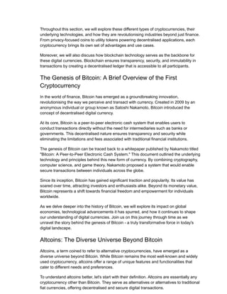 Bitcoin vs. Altcoins - Exploring the Key Differences | PDF