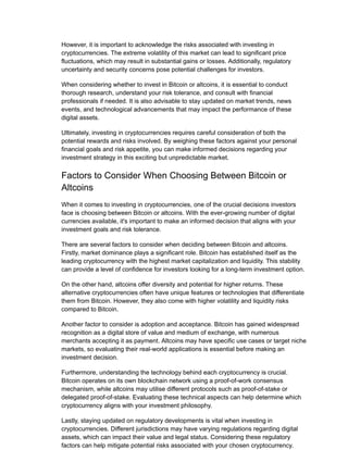 Bitcoin vs. Altcoins - Exploring the Key Differences | PDF