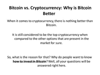 Bitcoin vs cryptocurrency why bitcoin is better than other ...