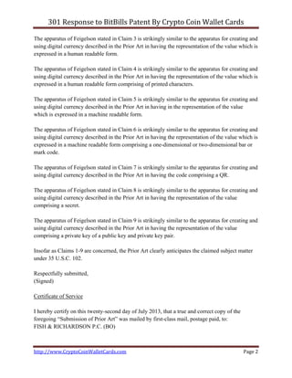 Crypto Coin Wallet Cards Files 301 Citation of Prior Artwork | PDF ...