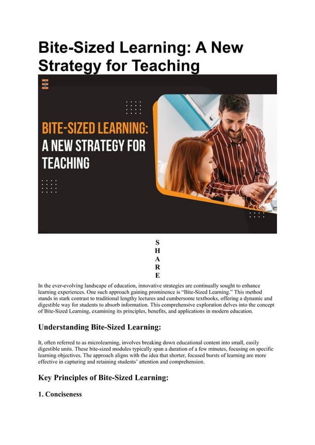 Bite-Sized Learning: A New Strategy for Teaching | PDF | Educational Assessment | Education