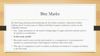 BITE MARK IN FORENSIC ODONTOLOGY , DEPARTMENT OF ORAL MEDICINE AND ...