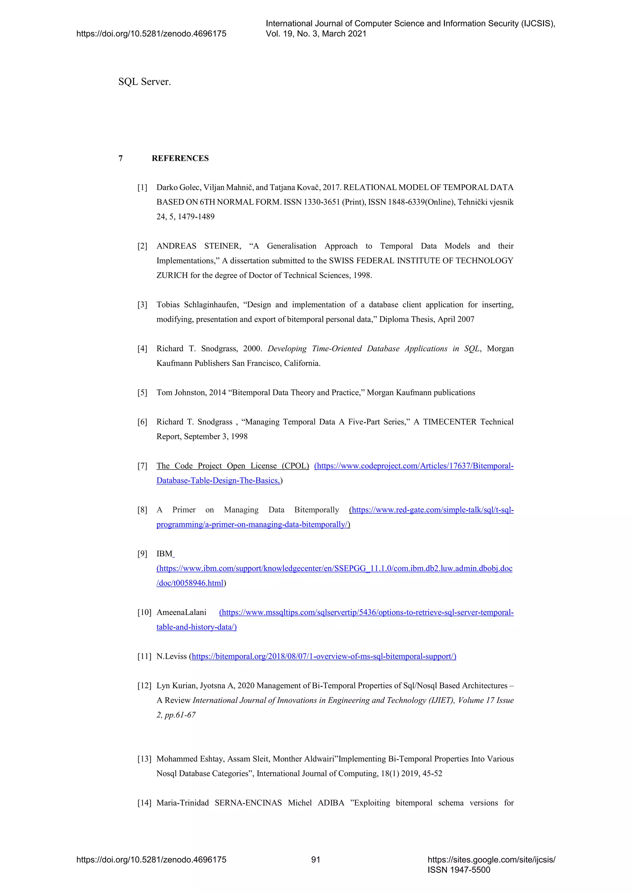 BI-TEMPORAL IMPLEMENTATION IN RELATIONAL DATABASE MANAGEMENT SYSTEMS: MS SQL SERVER | PDF ...