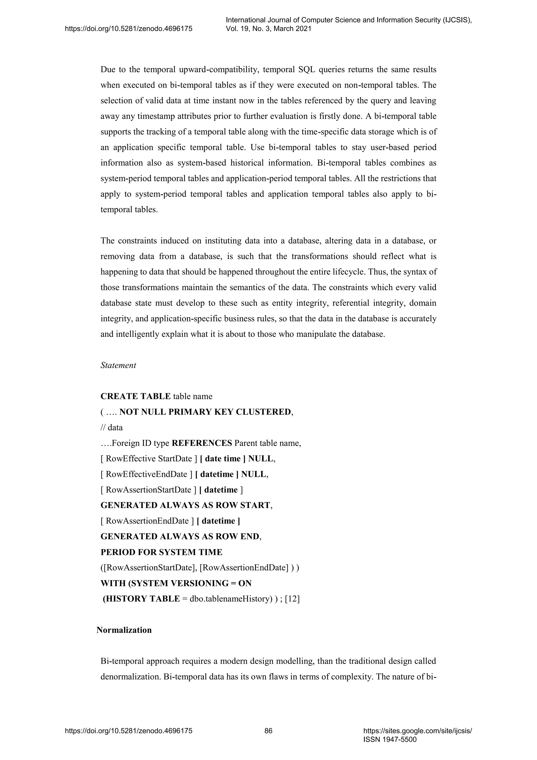 BI-TEMPORAL IMPLEMENTATION IN RELATIONAL DATABASE MANAGEMENT SYSTEMS: MS SQL SERVER | PDF ...