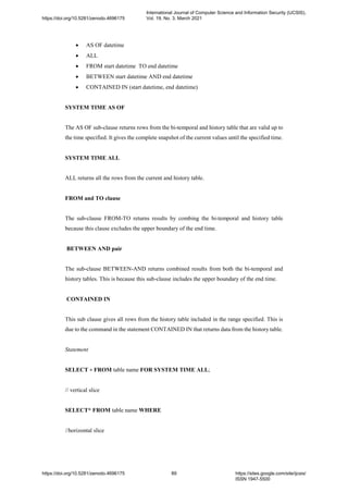 BI-TEMPORAL IMPLEMENTATION IN RELATIONAL DATABASE MANAGEMENT SYSTEMS ...