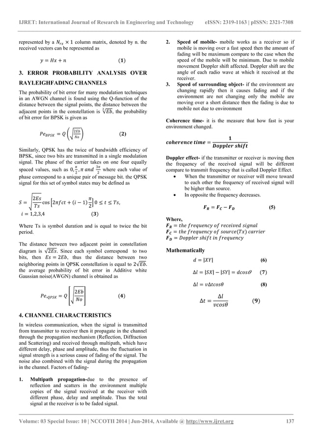 Bit error rate analysis of miso system in rayleigh fading channel | PDF