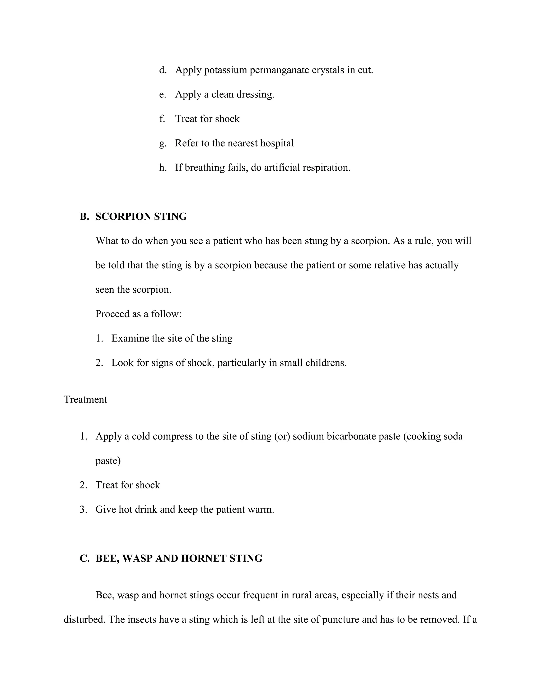 Bites and first aid | DOCX | First Aid | Injuries