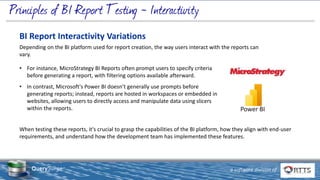 Fundamentals of BI Report Testing - Module 3 | PPT