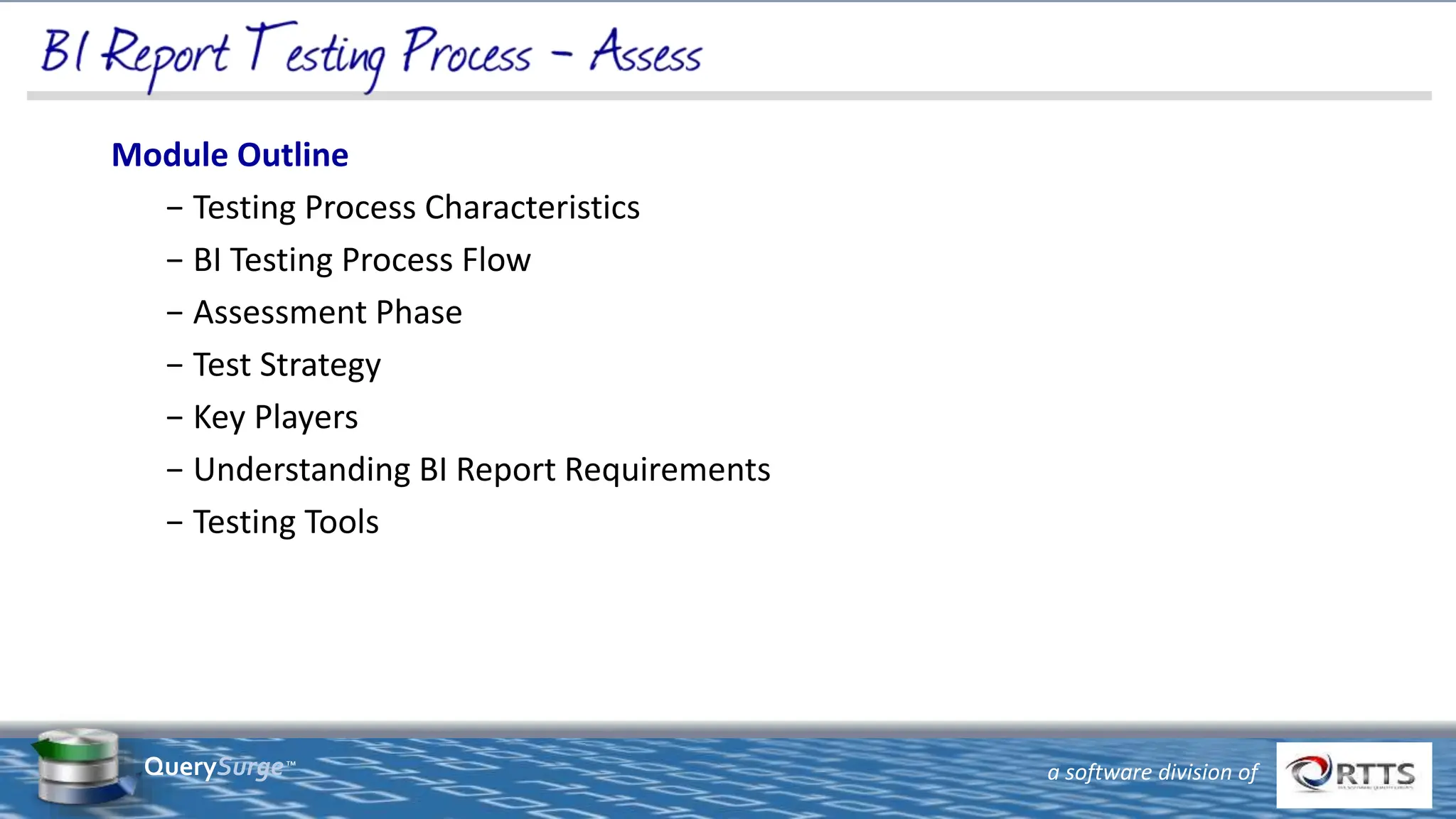 Fundamentals of BI Report Testing - Module 4 | PPT