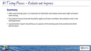 Fundamentals of BI Report Testing - Module 8 | PPT