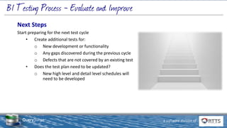 Fundamentals of BI Report Testing - Module 8 | PPT