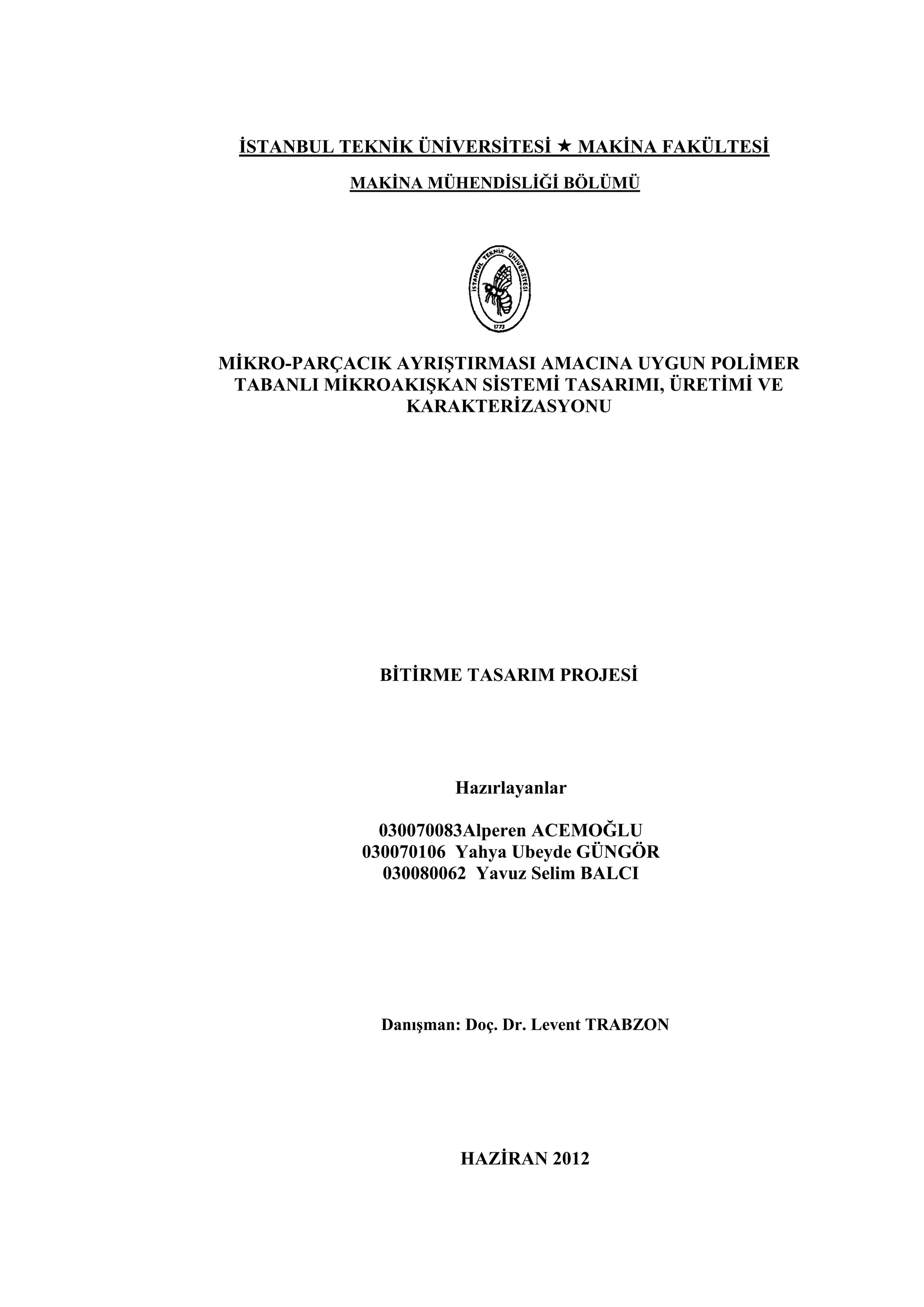 Bitirme tasar m projesi | PDF