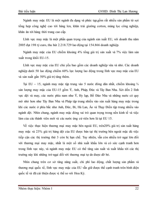 Bài tiểu luận đề tài phân tích các nhân tố ảnh hưởng đến ngành dệt may | DOCX