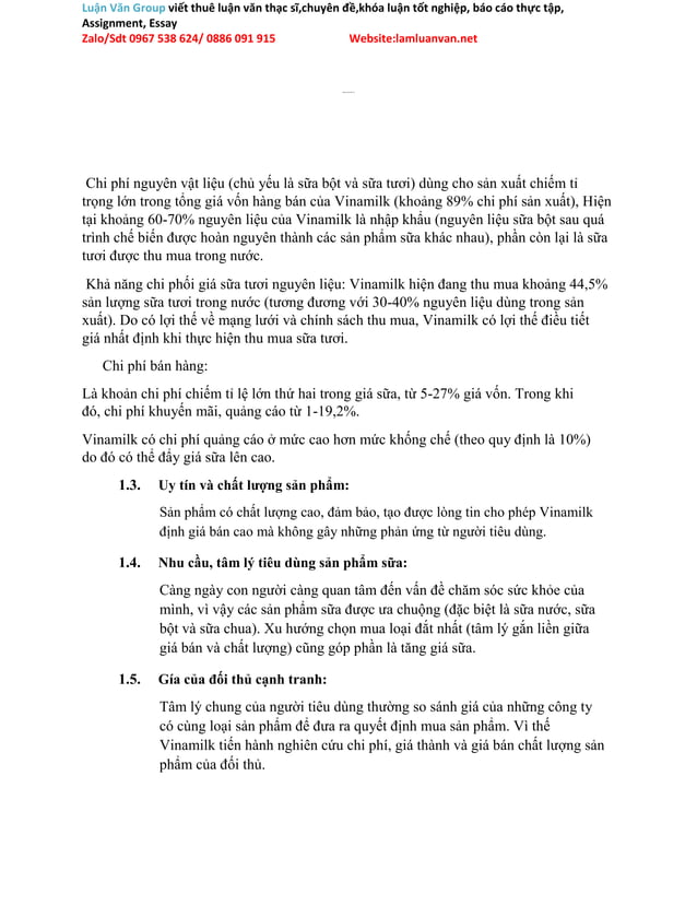Bài tiểu luận Marketing căn bản Phân tích hỗn hợp marketing của Vinamilk | DOC