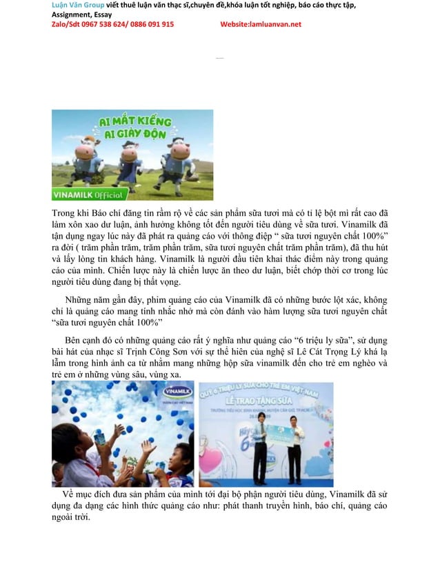 Bài tiểu luận Marketing căn bản Phân tích hỗn hợp marketing của Vinamilk | DOC