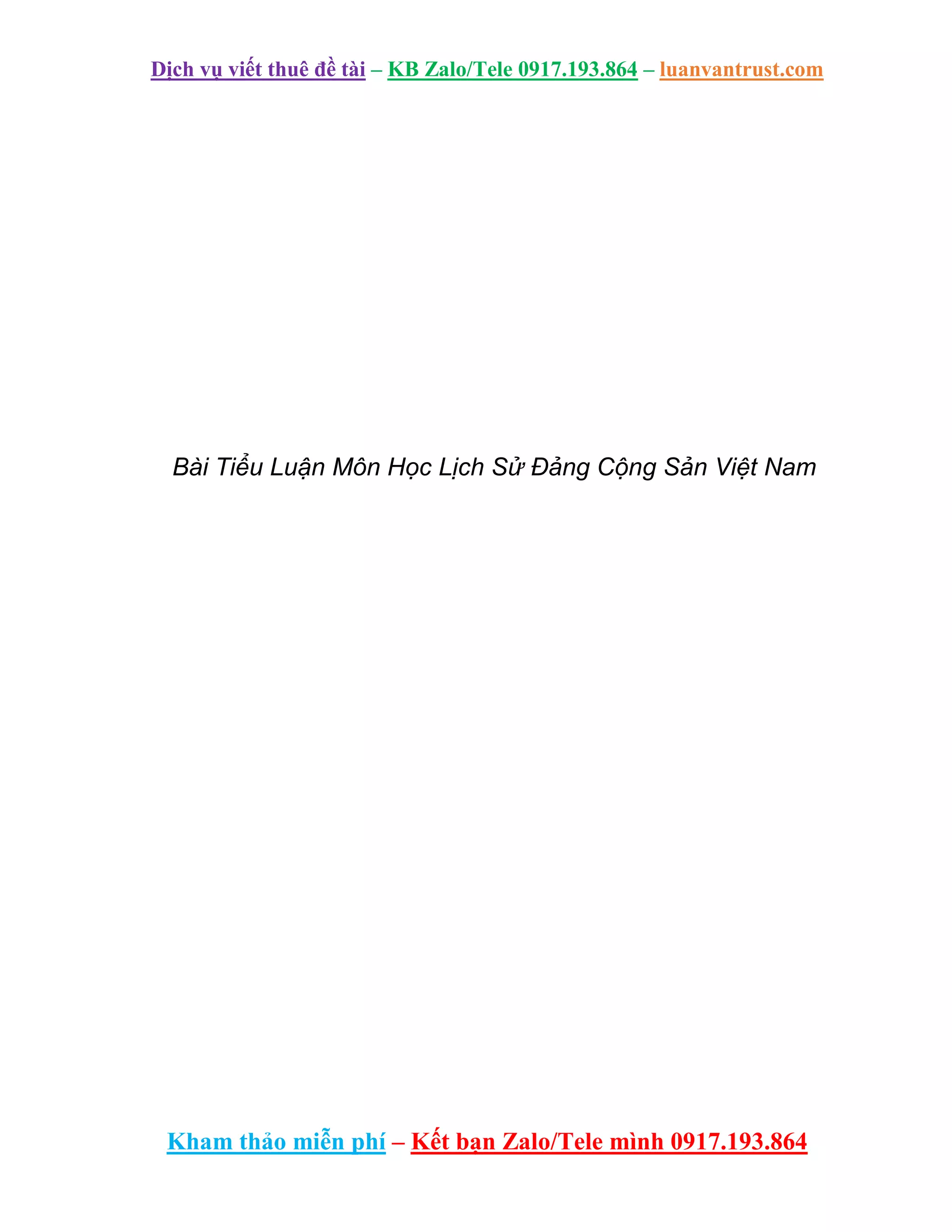 Bài Tiểu Luận Môn Học Lịch Sử Đảng Cộng Sản Việt Nam.doc