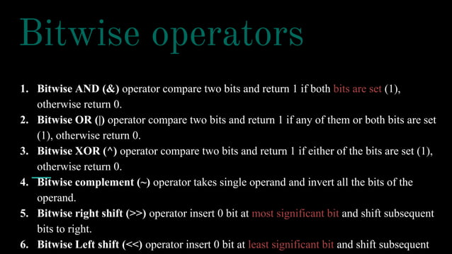 Bit manipulation | PPTX