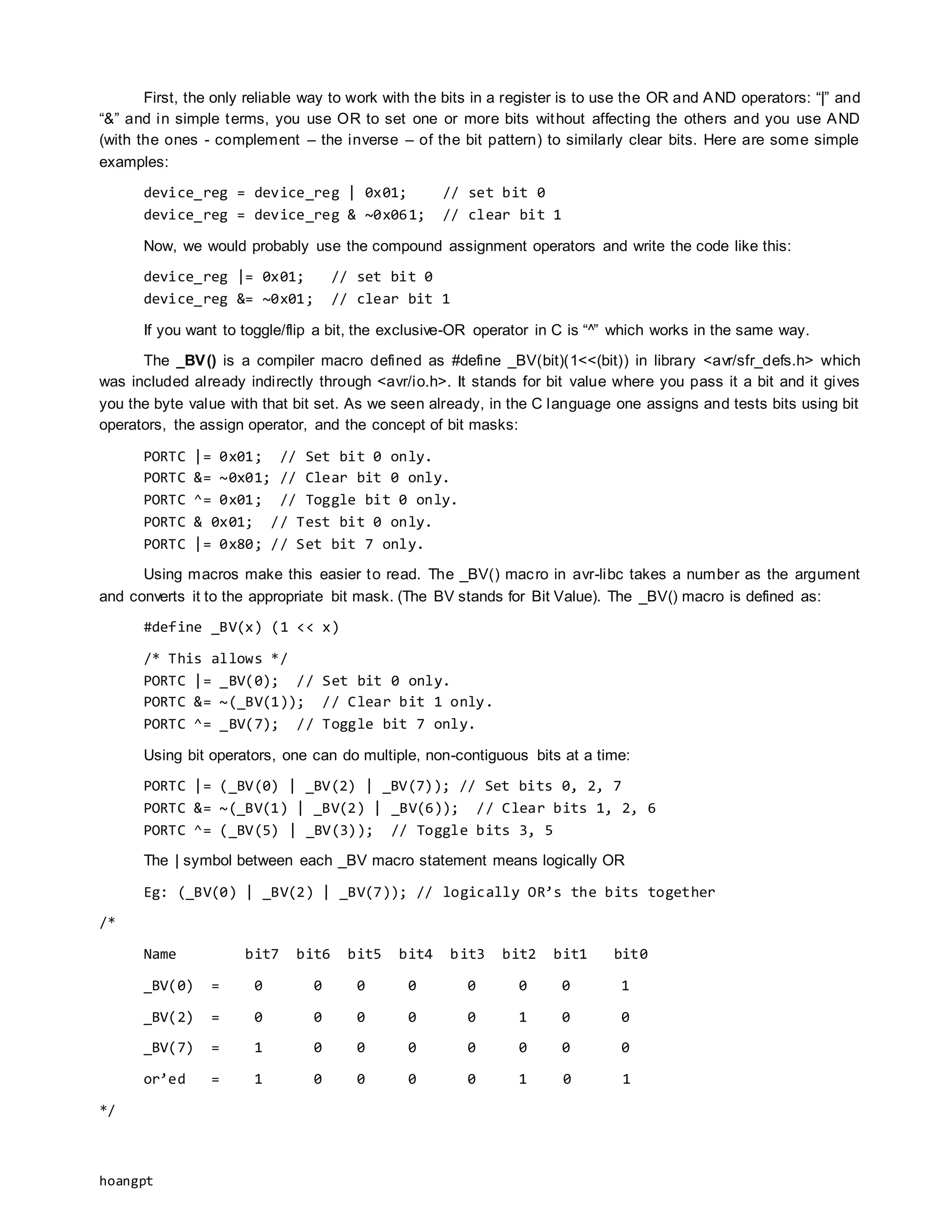 Bit manipulation in atmel studio for AVR | DOCX