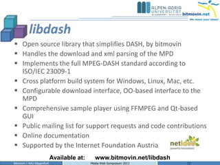MPEG-DASH open source tools and cloud services | PPTX | Internet | Computing