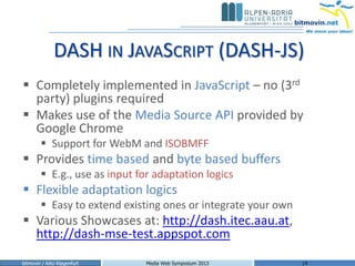 MPEG-DASH open source tools and cloud services | PPTX | Internet | Computing