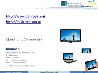 MPEG-DASH open source tools and cloud services | PPTX | Internet | Computing