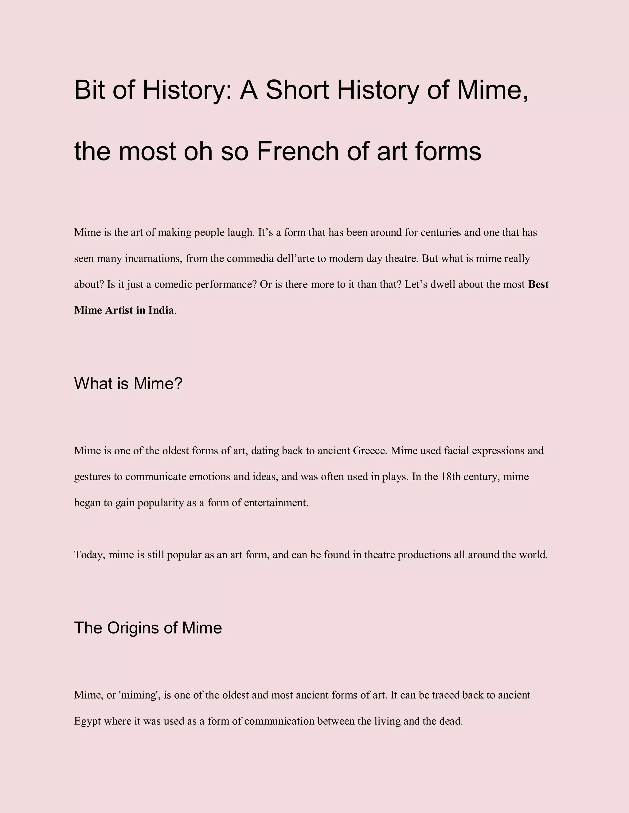 Bit of History_ A Short History of Mime, the most oh so French of art ...