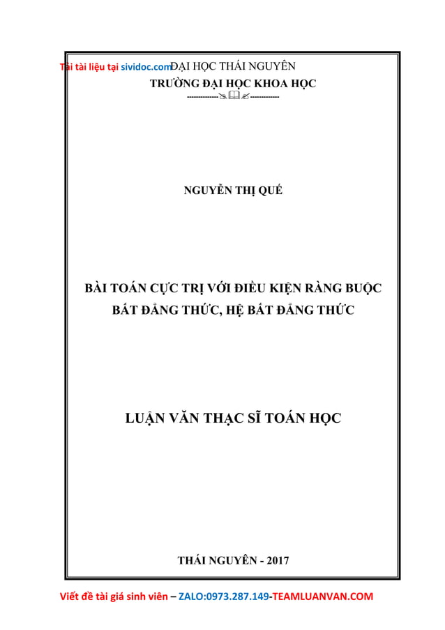 Bài Toán Cực Trị Với Điều Kiện Ràng Buộc Bất Đẳng Thức, Hệ Bất Đẳng Thức.docx
