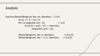 Demonstration/explanation of Bitonic Sort Algorithm | PPTX