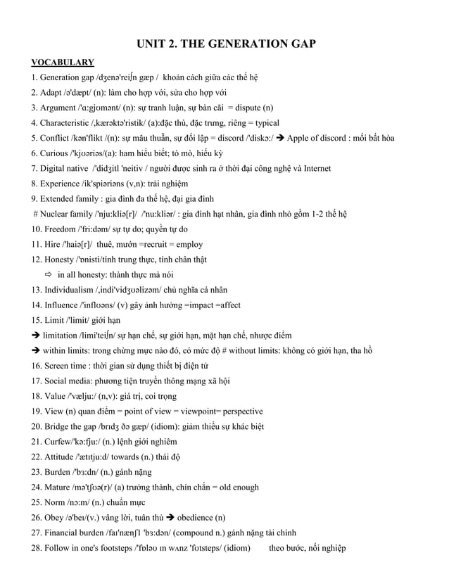 Bài tập - Tiếng anh 11 Global Success UNIT 2 - Bản HS.doc | Medical Health