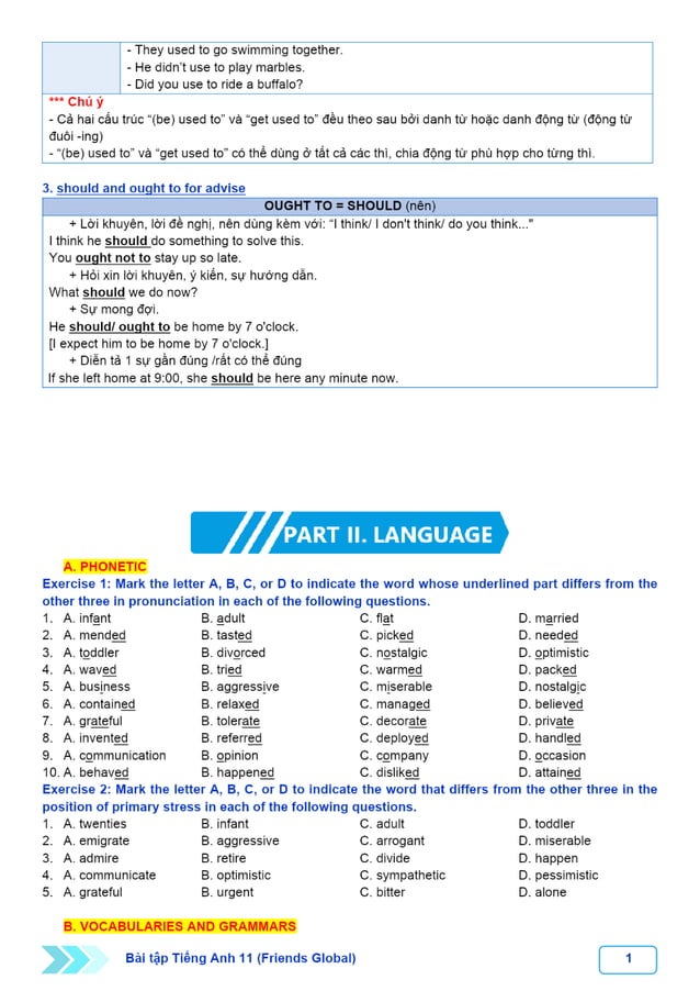 BÀI TẬP BỔ TRỢ 4 KĨ NĂNG TIẾNG ANH LỚP 11 (CẢ NĂM) - FRIENDS GLOBAL ...