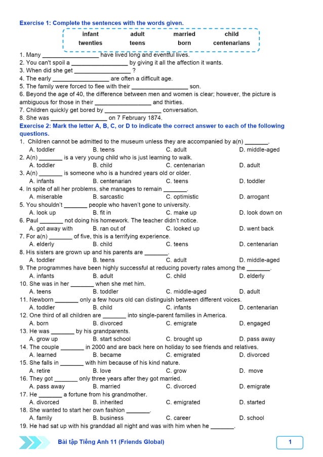 BÀI TẬP BỔ TRỢ 4 KĨ NĂNG TIẾNG ANH LỚP 11 (CẢ NĂM) - FRIENDS GLOBAL ...