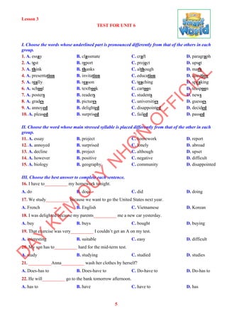 BÀI TẬP BỔ TRỢ THEO LESSON TIẾNG ANH - I-LEARN SMART WORLD 7 - CẢ NĂM ...