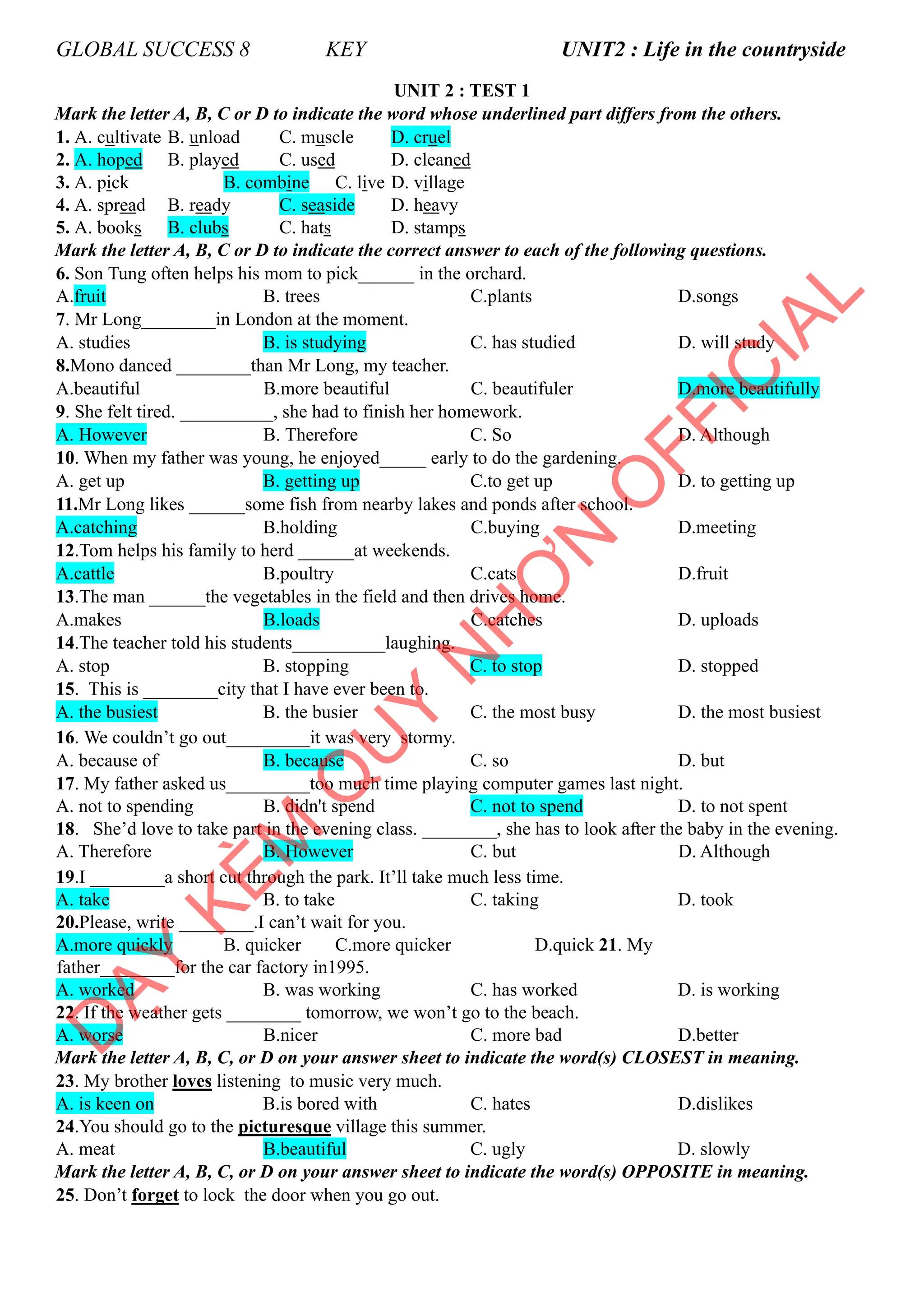BÀI TẬP BỔ TRỢ TIẾNG ANH 8 - GLOBAL SUCCESS - CẢ NĂM - NĂM 2024 (VOCABULARY, GRAMMAR, PRACTICE ...