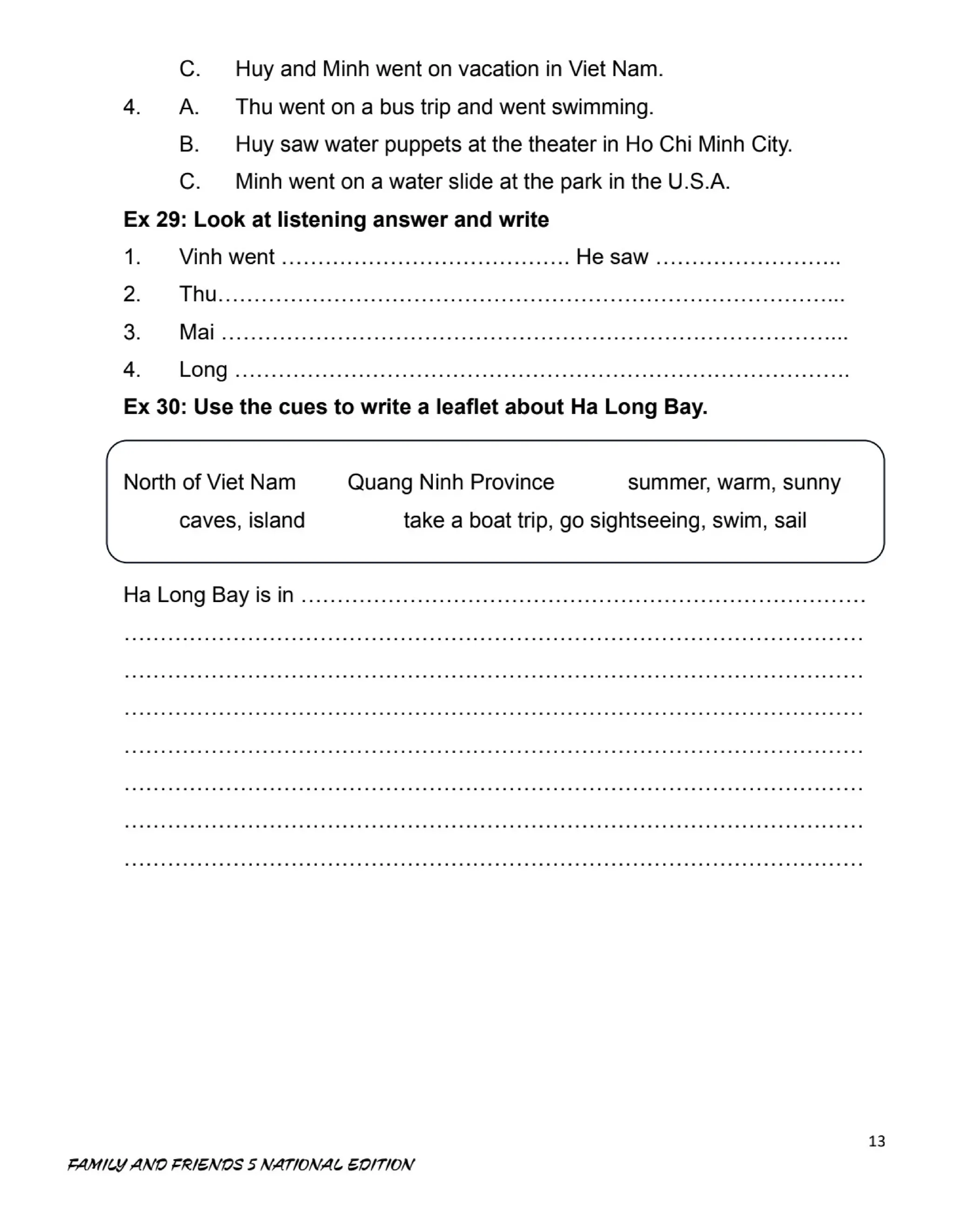 BÀI TẬP BỔ TRỢ ﻿TIẾNG ANH FAMILY AND FRIENDS 5 NATIONAL EDITION - HK2 (CÓ FILE NGHE VÀ VỞ LUYỆN ...