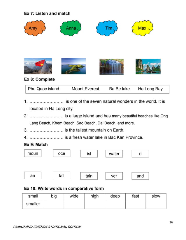 BÀI TẬP BỔ TRỢ ﻿TIẾNG ANH FAMILY AND FRIENDS 5 NATIONAL EDITION - HK2 (CÓ FILE NGHE VÀ VỞ LUYỆN ...